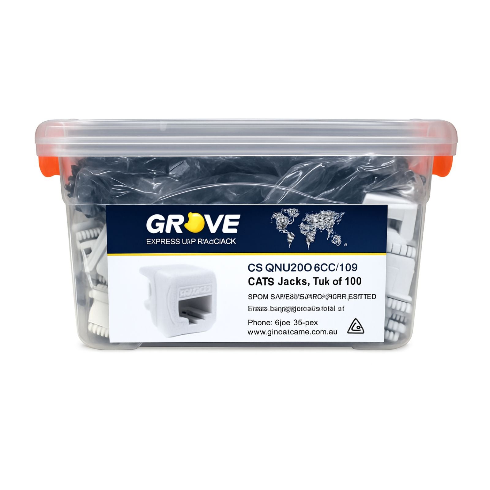 Cat6 Modular Jacks | Tub of 100 | White | Cat6 | 1PD – Grove Communications